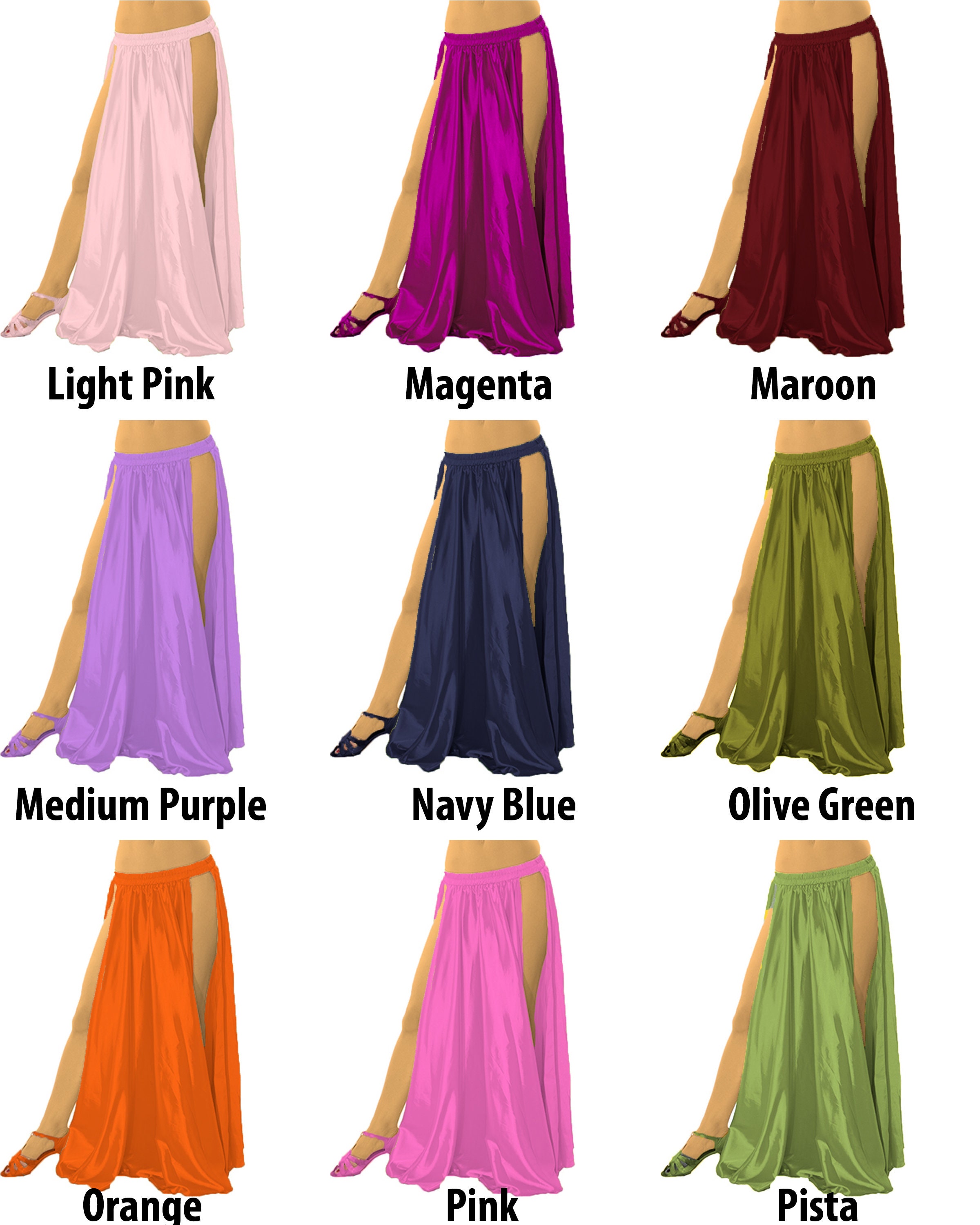 Belly Dance Side cut skirt Women's High slit skirt Satin | Etsy