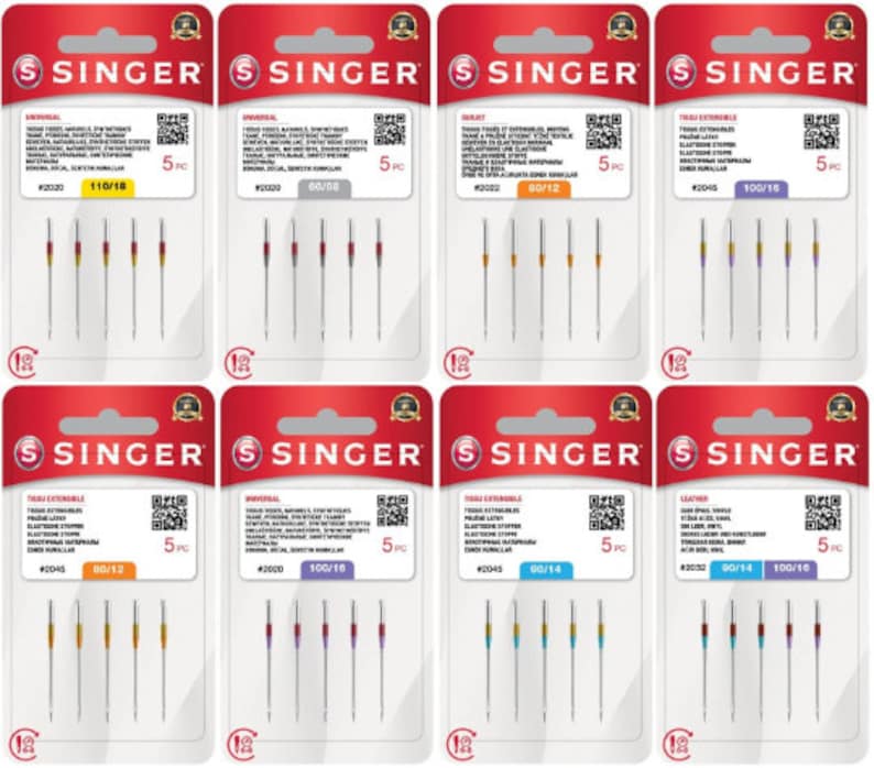 Singer Sewing Machine Needles 2020 for Fabrics and 2045 for Sewing ...