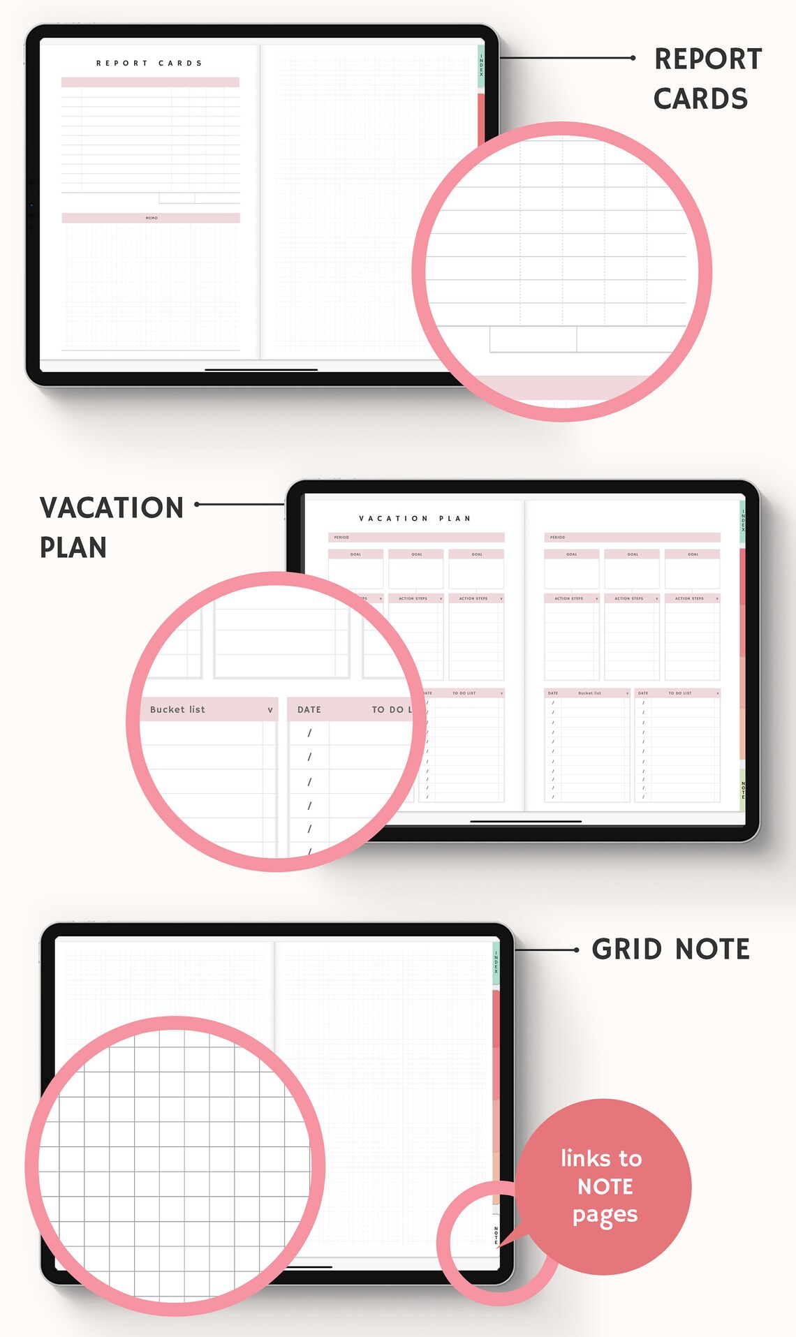 Undated Pink Student Digital Planner 149 pages Sunday Strat - Etsy