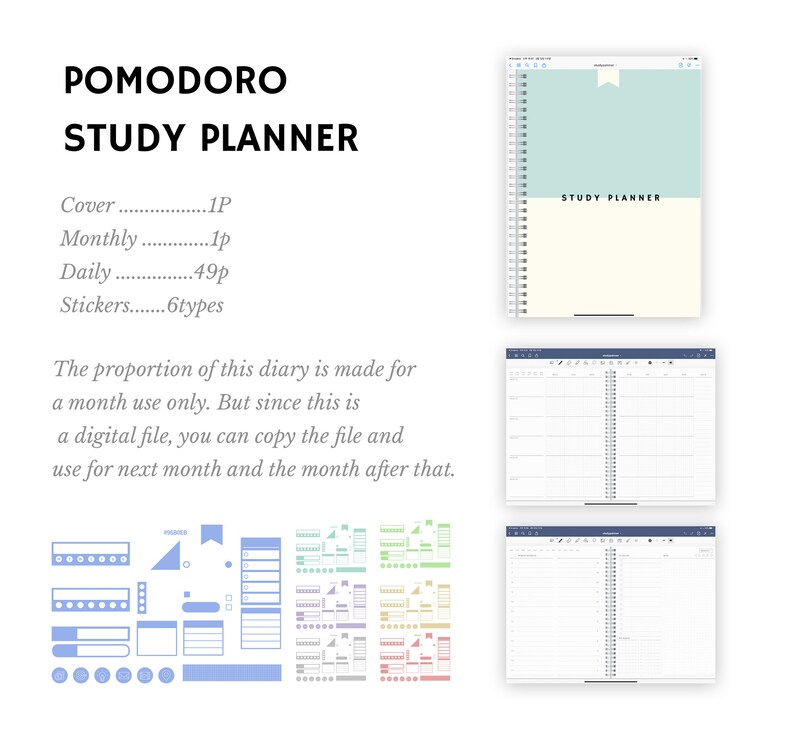 30 Minute Daily Study Planner / 30 Min Undated Digital Studay Planner ...