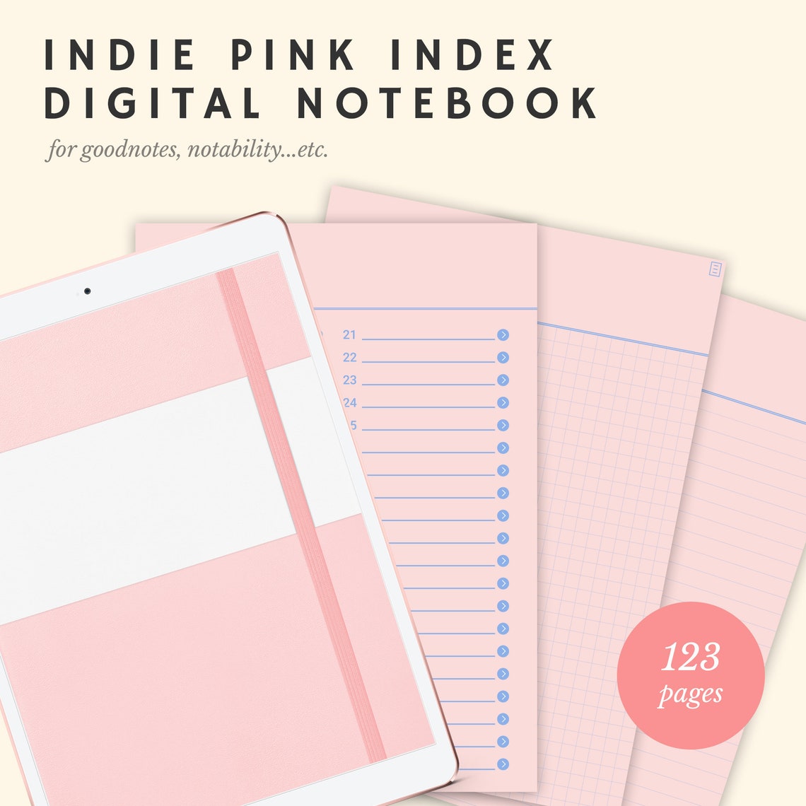 Pink Index Digital Notebook Goodnotes Template Goodnotes - Etsy