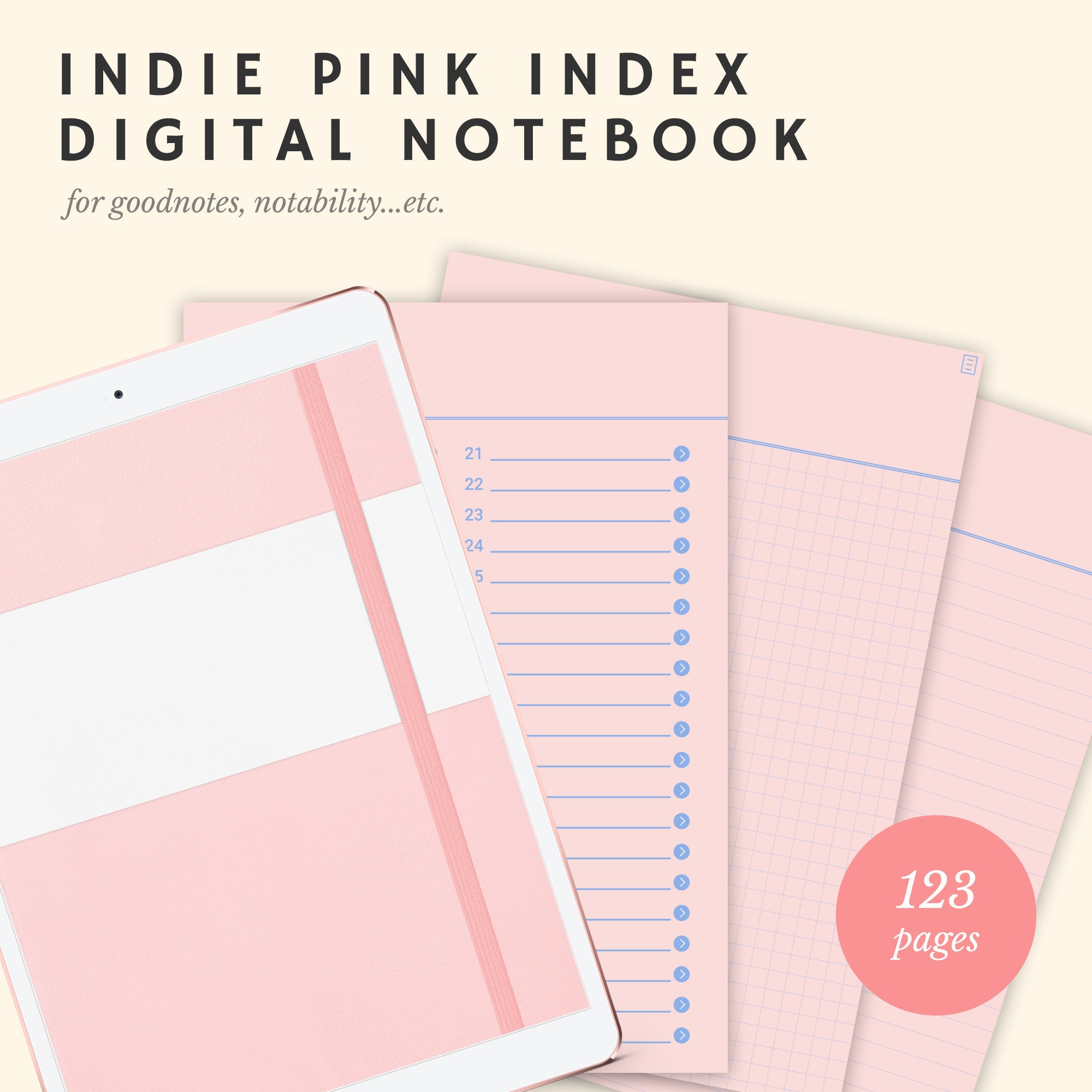 Pink Index Digital Notebook, Goodnotes Template, Goodnotes Notebook ...