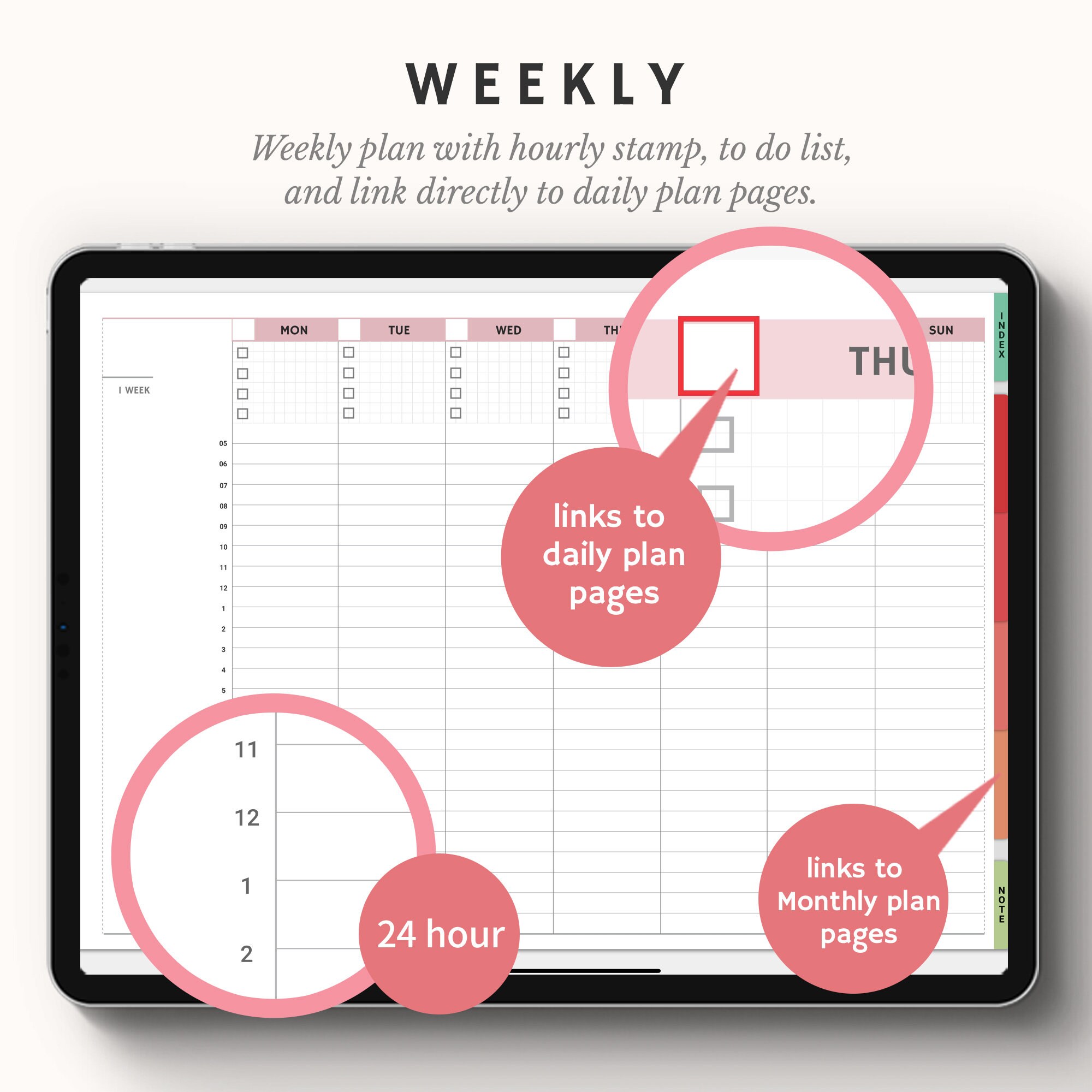 Undated Pink Student Digital Planner 149 pages Sunday Strat - Etsy