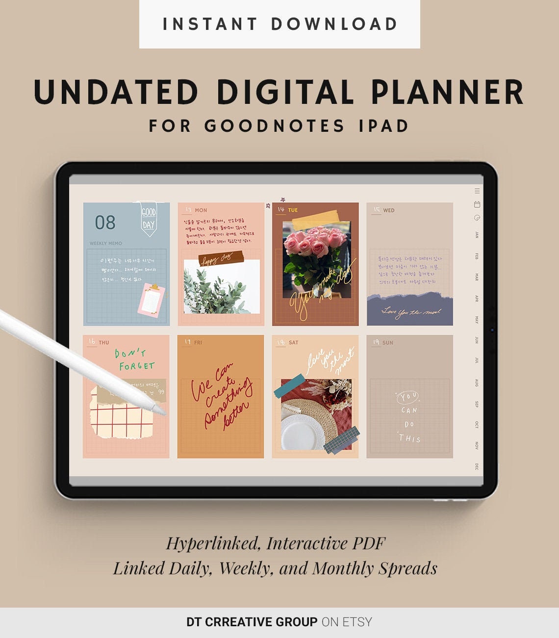 Undated Digital Planner 500pages Include Sticker Monday Start - Etsy