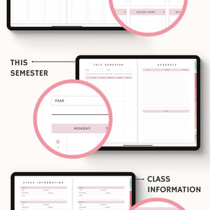 Undated Pink Student Digital Planner 149 pages Sunday Strat, Monday ...