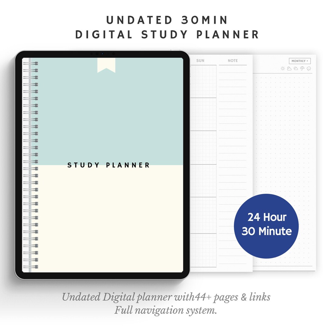 30 Minute Daily Study Planner / 30 Min Undated Digital Studay Planner ...