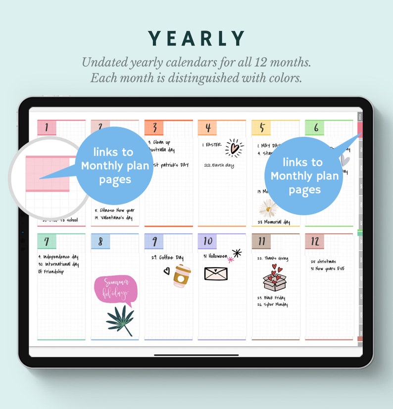 Undated Digital Planner 326pages Include Sticker Monday | Etsy