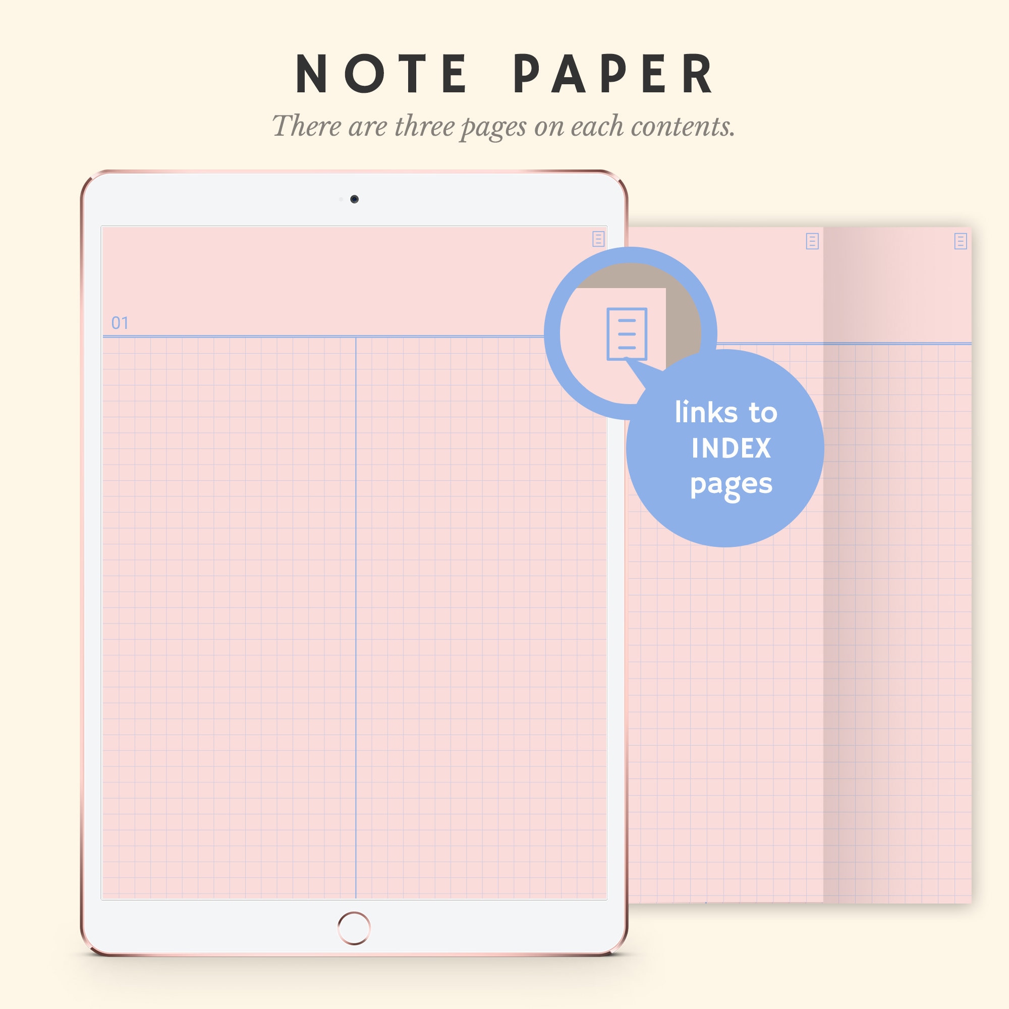 Pink Index Digital Notebook, Goodnotes Template, Goodnotes Notebook ...