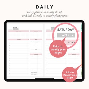 Undated Pink Student Digital Planner 149 pages Sunday Strat, Monday ...
