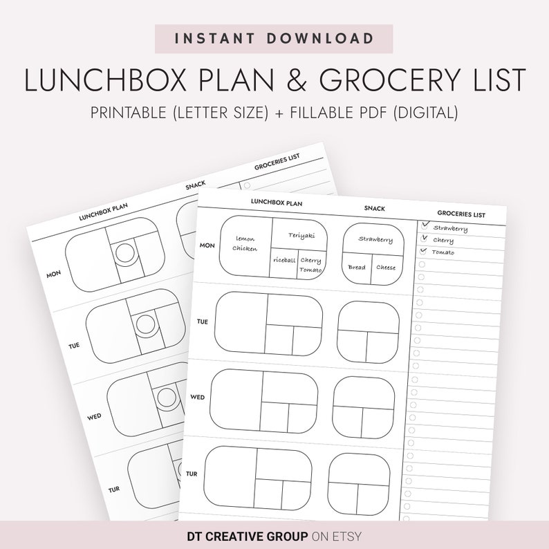 Bento Box Lunch Templates - 5 Layouts Included! - Bentgo for Kids, - Etsy