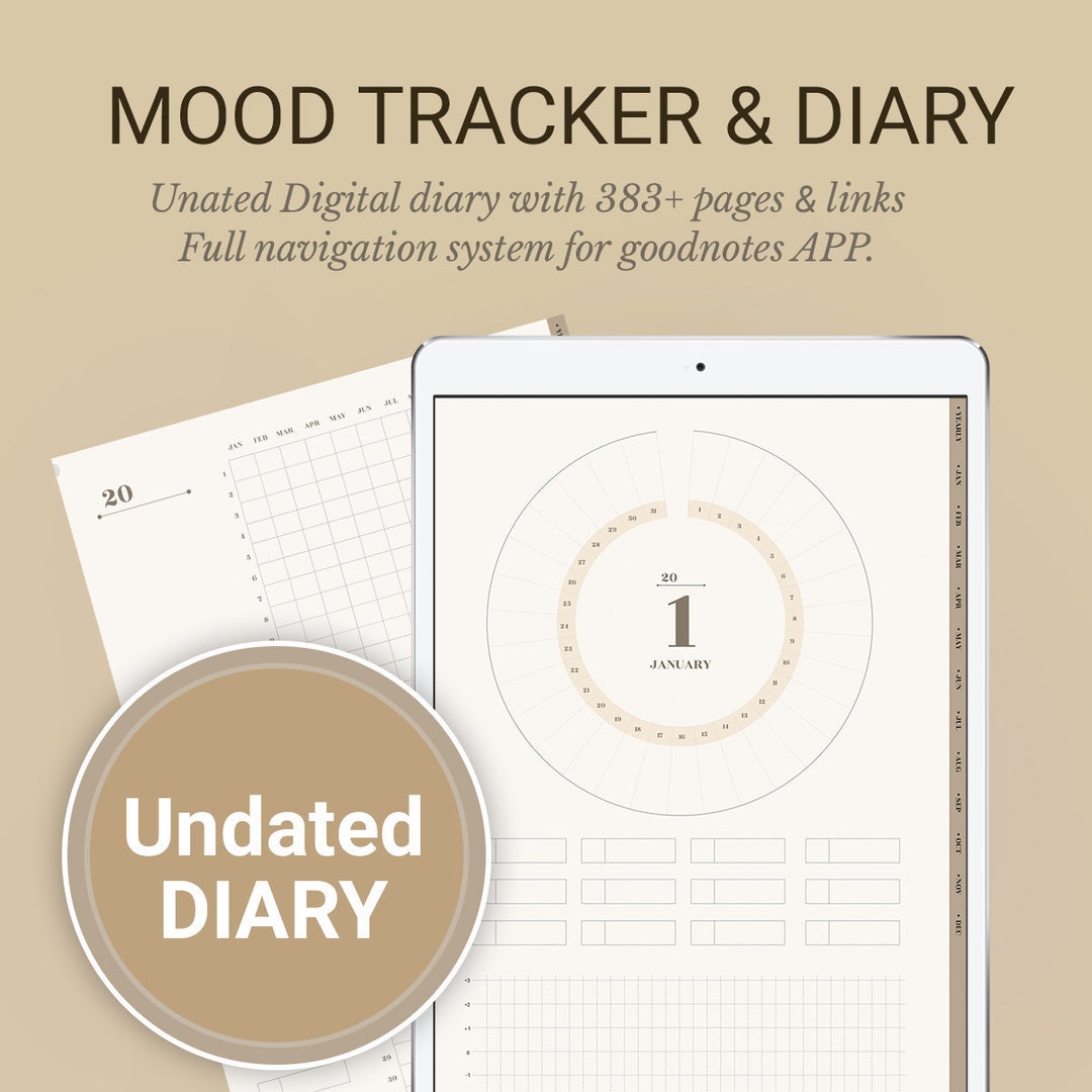 Digital Mood Tracker Monthly Yearly Journal Diary Mental Health Record ...