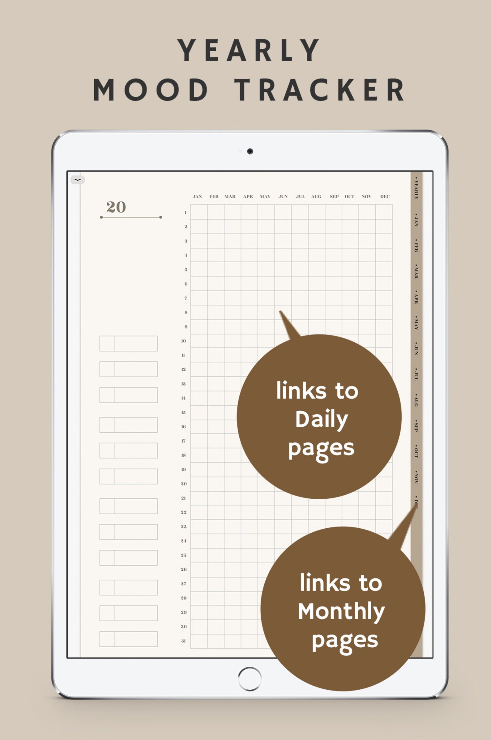Digital Mood Tracker Monthly Yearly Journal Diary Mental - Etsy