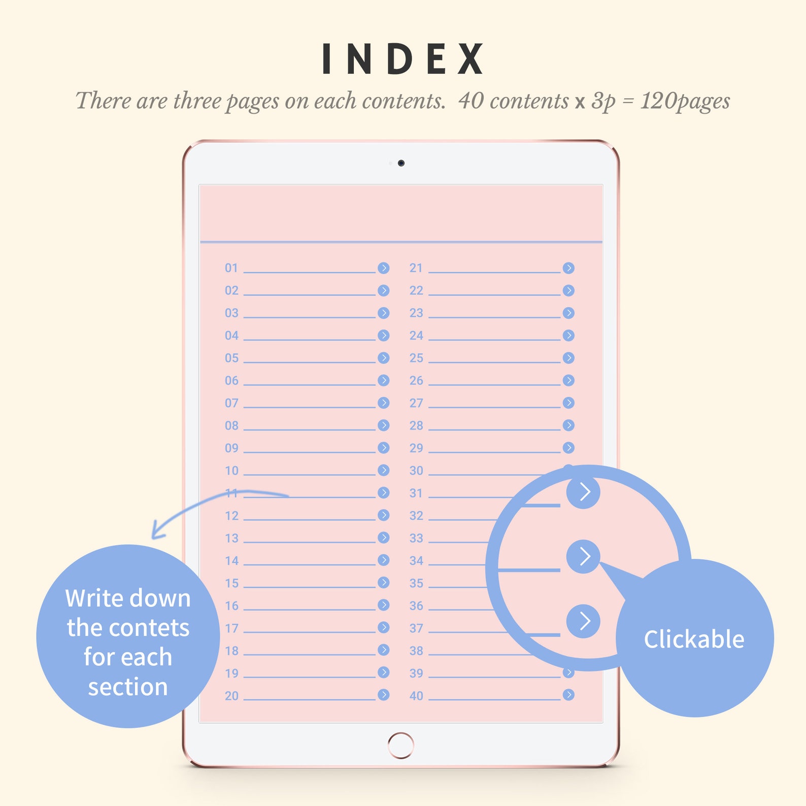 Pink Index Digital Notebook, Goodnotes Template, Goodnotes Notebook ...