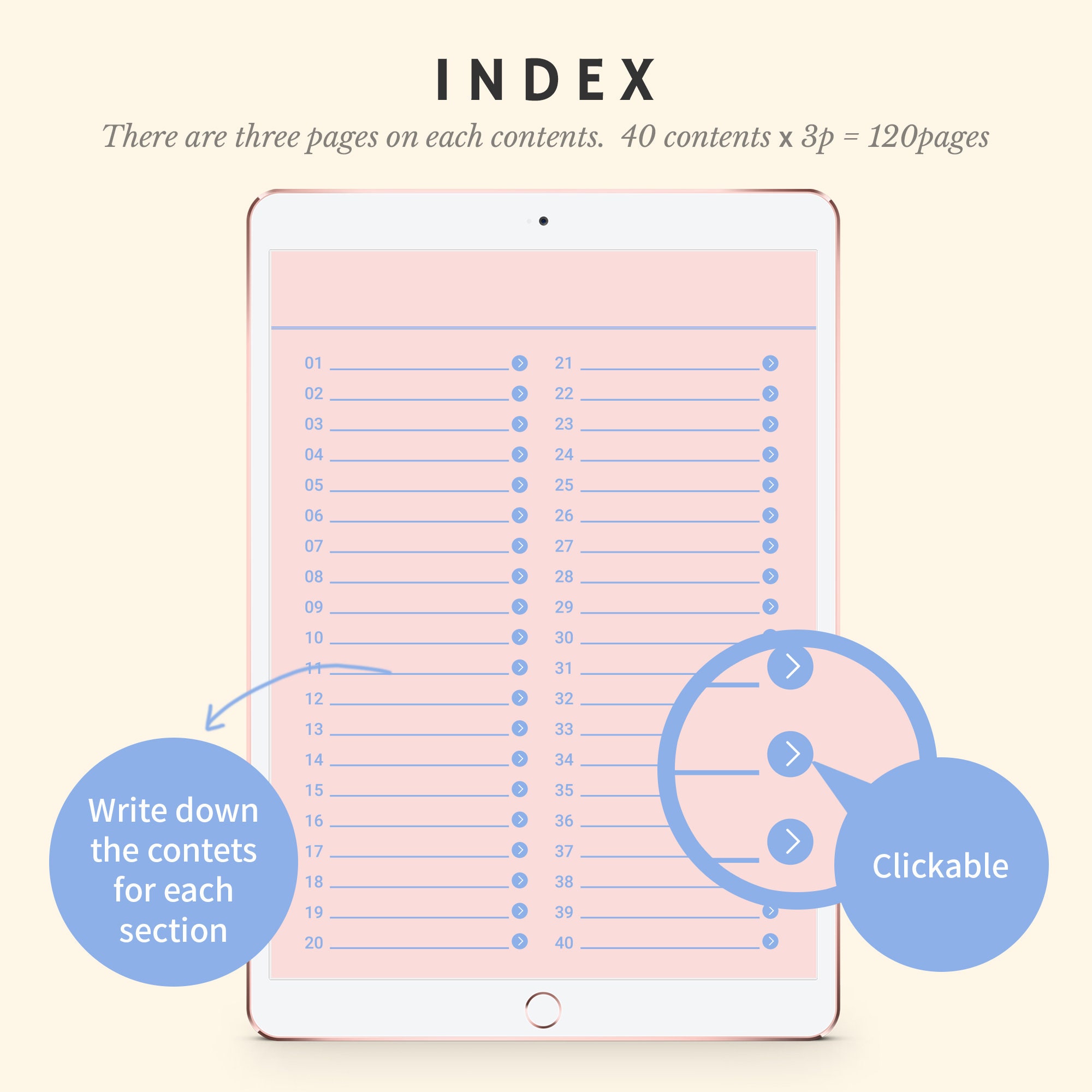 Pink Index Digital Notebook, Goodnotes Template, Goodnotes Notebook ...