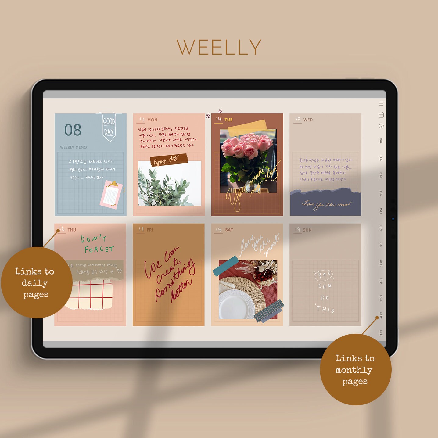 Undated Digital Planner 500+pages Include Sticker Monday Start ...