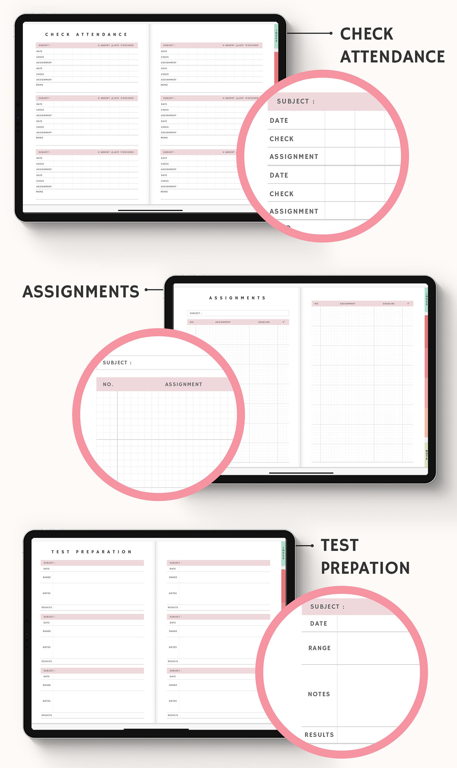 Undated Pink Student Digital Planner 149 pages Sunday Strat, Monday ...