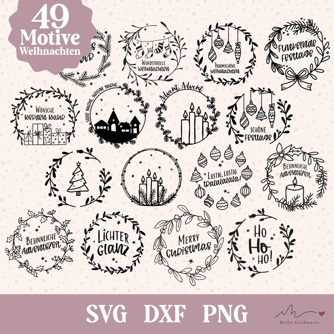Christmas Plotter File – SVG Bundle With 49 Motifs, Christmas Wreaths ...