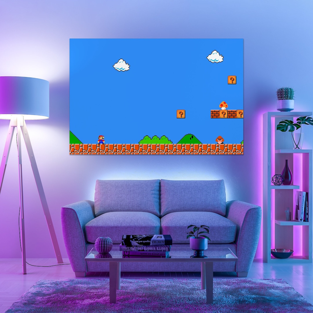 Classic Mario Canvas, Super Mario Wall Art, Nintendo Print, Mario Wall ...