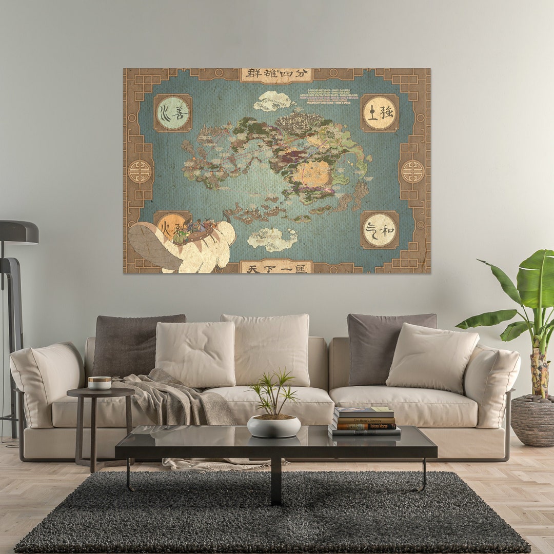 The Last Airbender, Last Airbender Map, Appa Canvas, Aang Wall Art ...