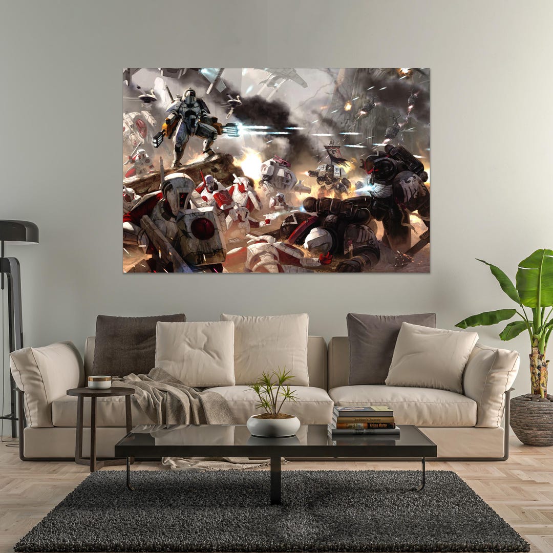 Tau Vs Raven Guard, Battle Art, Warhammer 40k Print, Space Marines ...