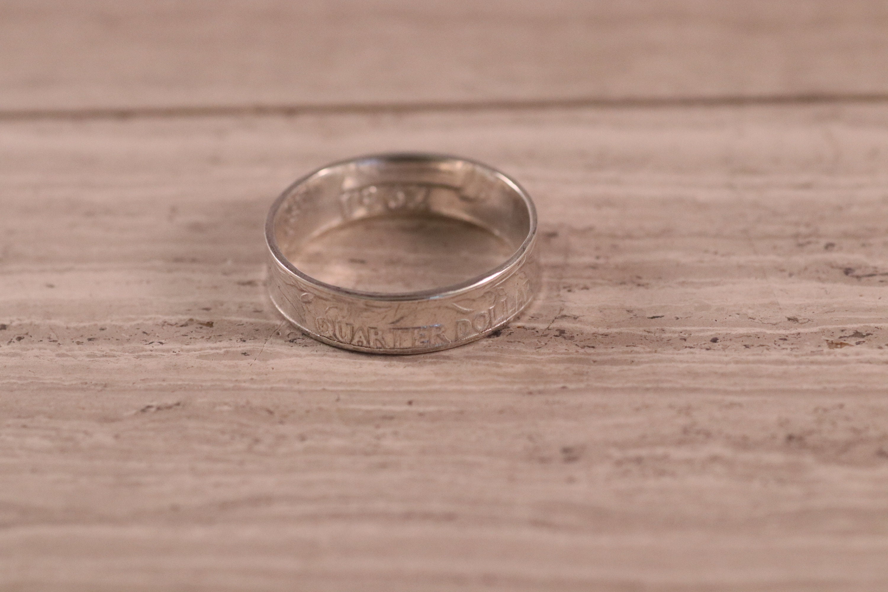 Silver Quarter Ring Anniversary and Weddings Bands Coin Rings 90% ...