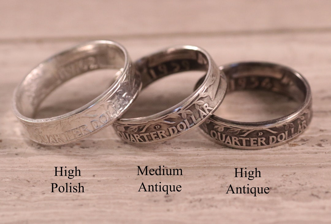 Silver Quarter Ring - Anniversary and Weddings Bands- Coin Rings - 90% ...