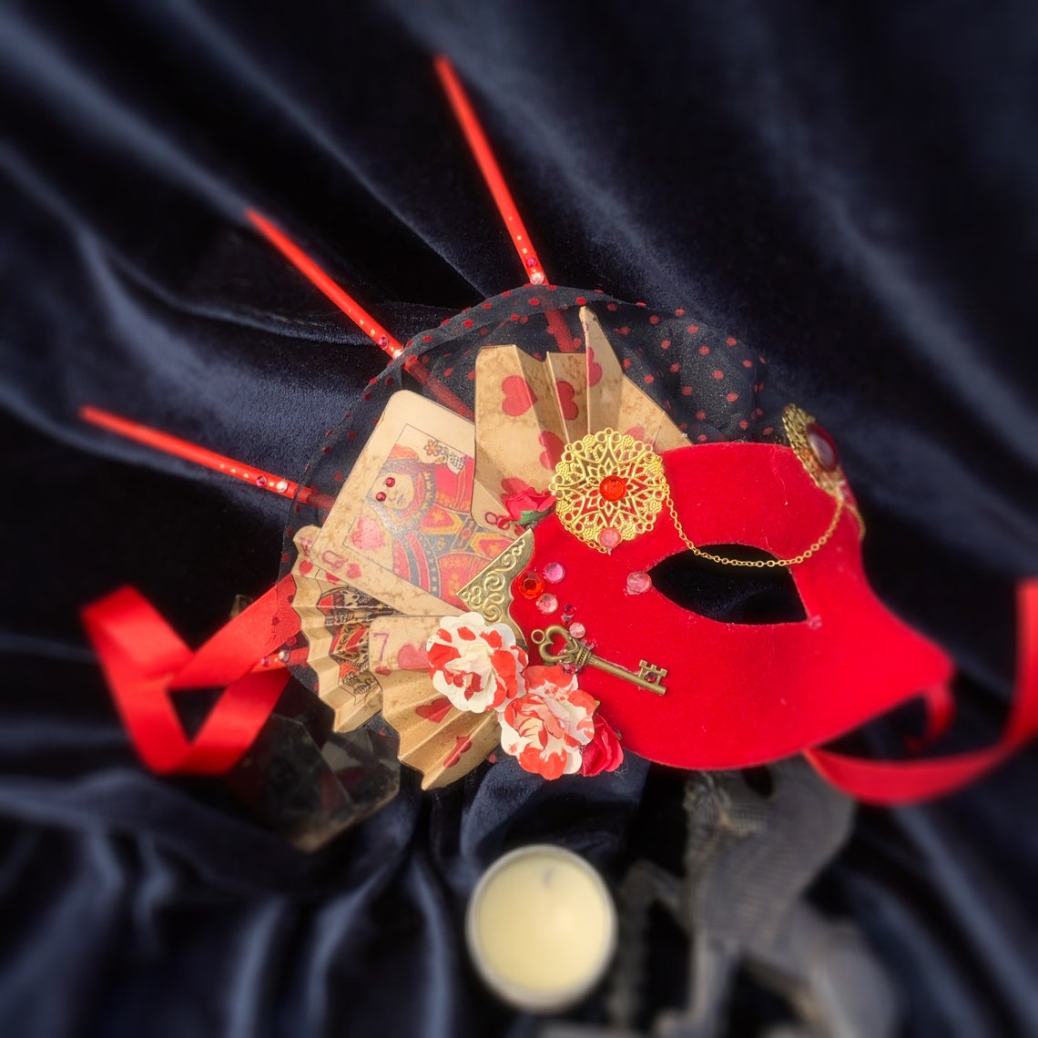 QUEEN OF HEARTS Steampunk, Mask, Gothic, Vampire, Halloween, Mask ...