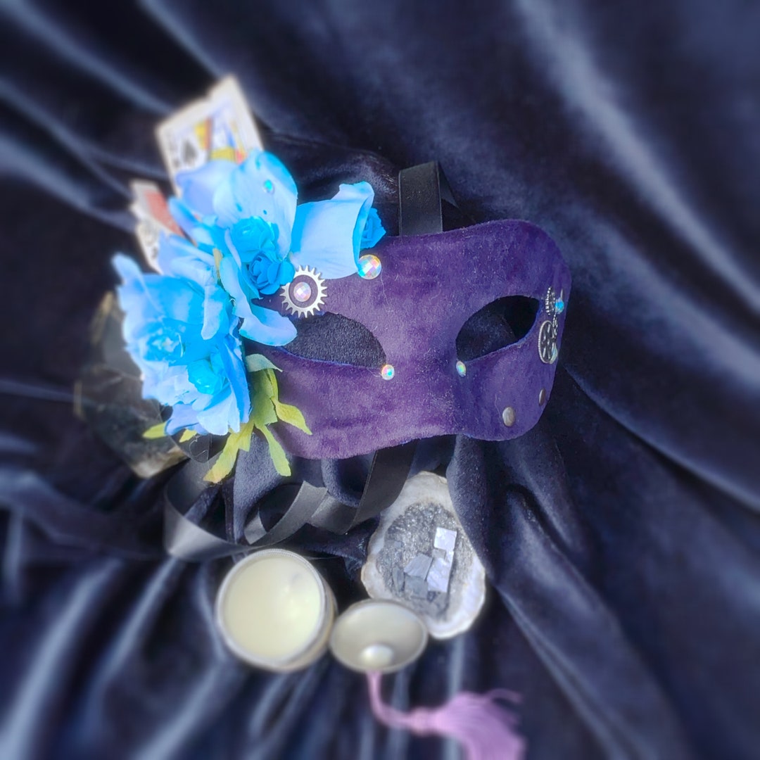 PURPLE BLUE LADY Steampunk, Mask, Gothic, Vampire, Halloween, Mask ...