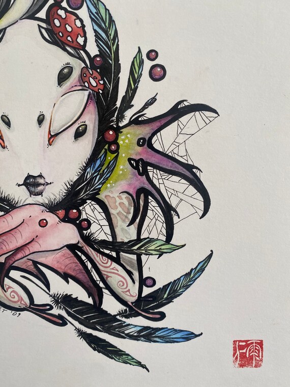 nature art illustration faerie spirit. original illustration watercolor ...