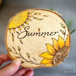Summer Wooden Sign. Personalised Seasonal Home Decor. Sunflower and ...