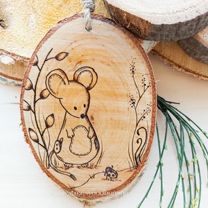 Original Mouse & Ladybird Pyrography Wall Art Rustic Home - Etsy