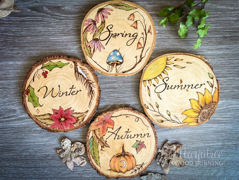 Four Seasons Wooden Hanging Signs. Personalised Seasonal Home - Etsy