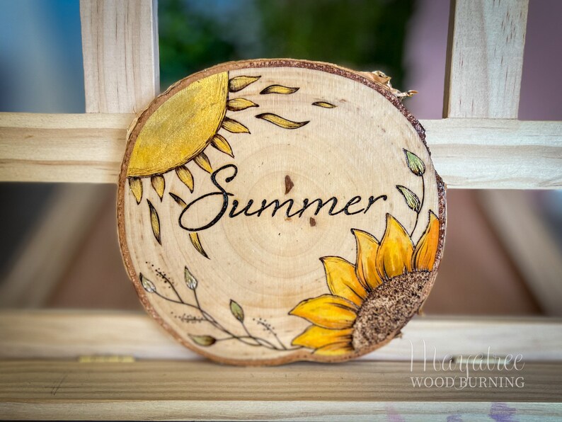 Summer Wooden Sign. Personalised Seasonal Home Decor. Sunflower and ...