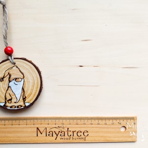 Santa Wooden Tree Decoration, Original Pyrography Design, Natural Wood ...