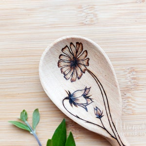 Wildflowers Wooden Spoon, Pyrography Flower Design, Cottagecore Decor ...