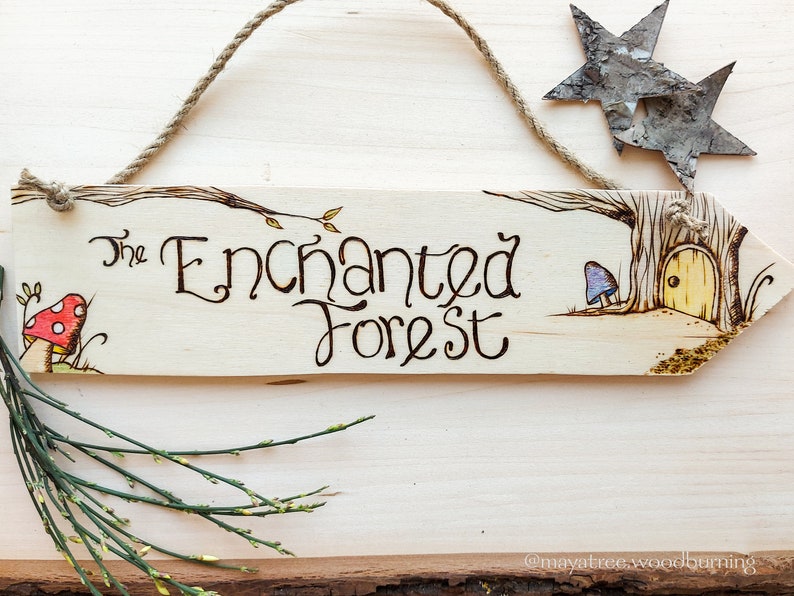 Enchanted Forest Wood Arrow Sign, Handmade Baby Shower Gift, Nursery ...
