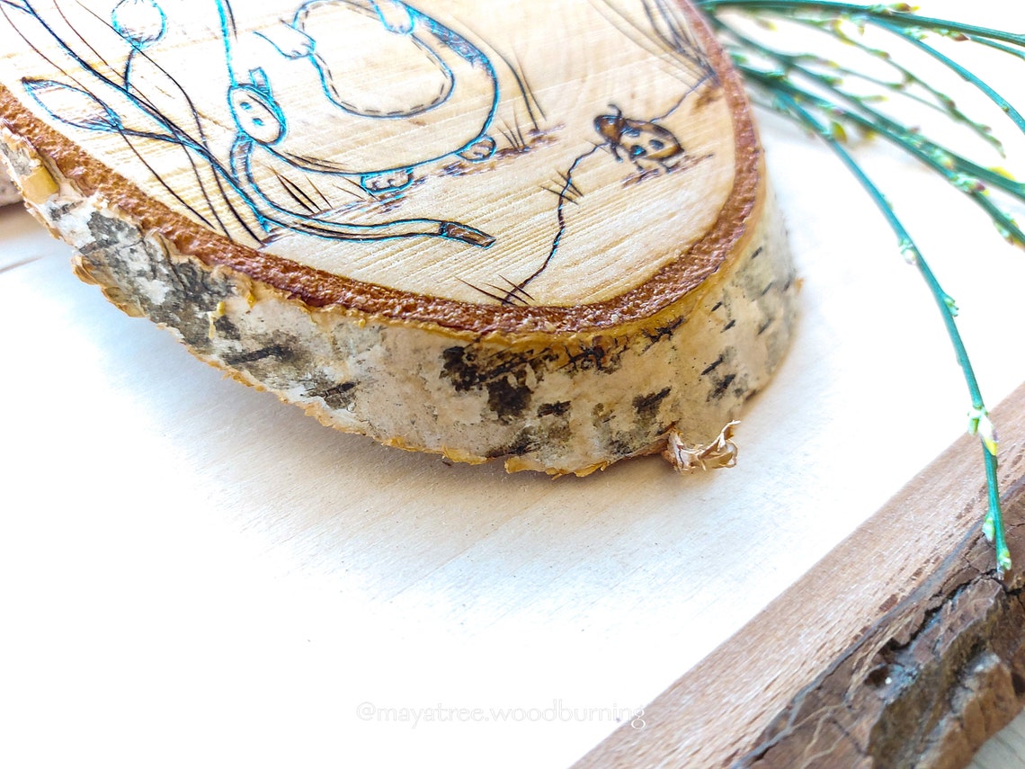 Original Mouse & Ladybird Pyrography Wall Art Rustic Home - Etsy