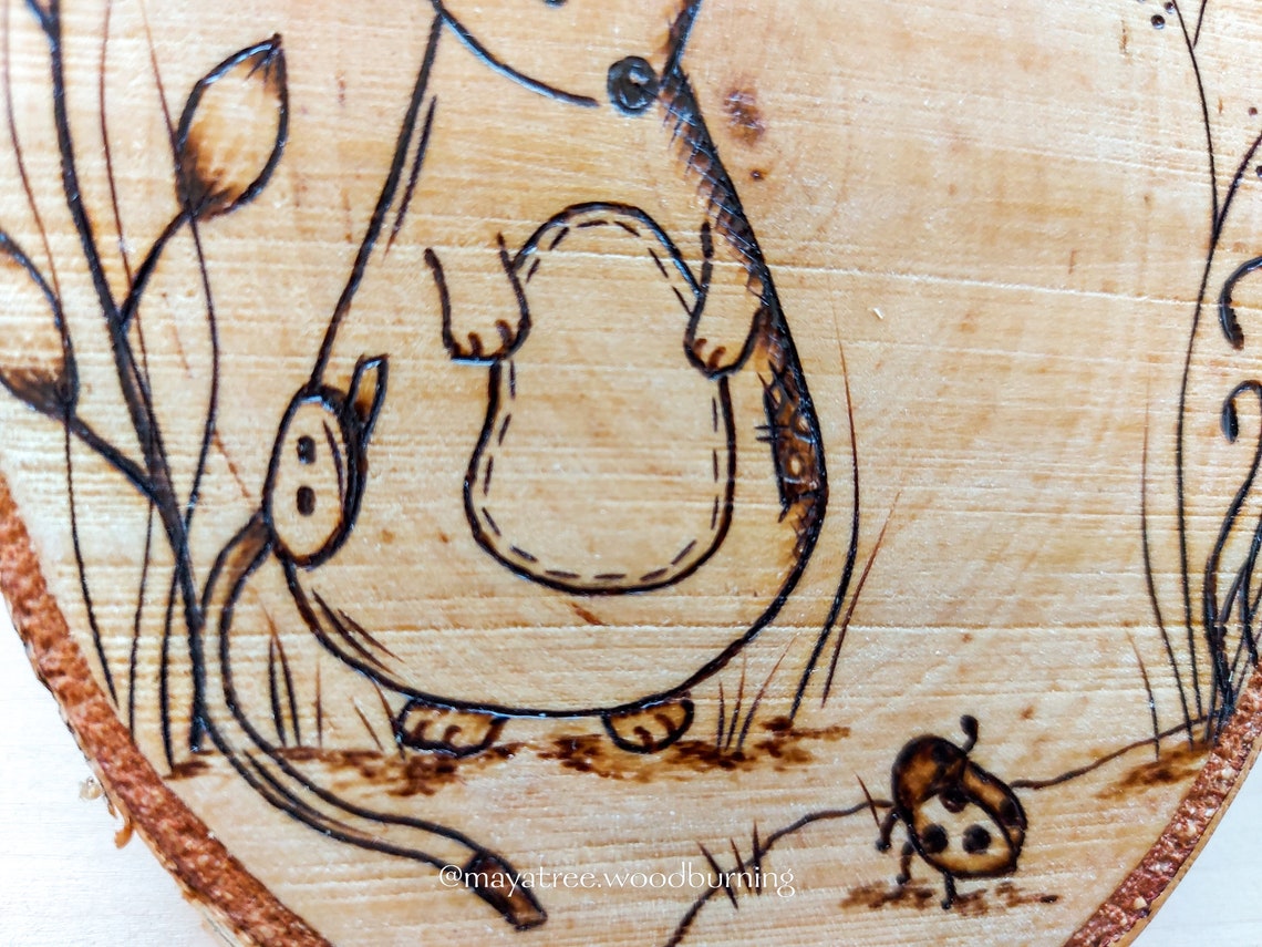 Original Mouse & Ladybird Pyrography Wall Art Rustic Home - Etsy