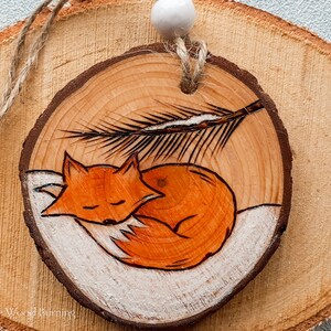 Winter Fox Tree Decoration, Snowy Fox Cub, Christmas Scene, Handcrafted ...