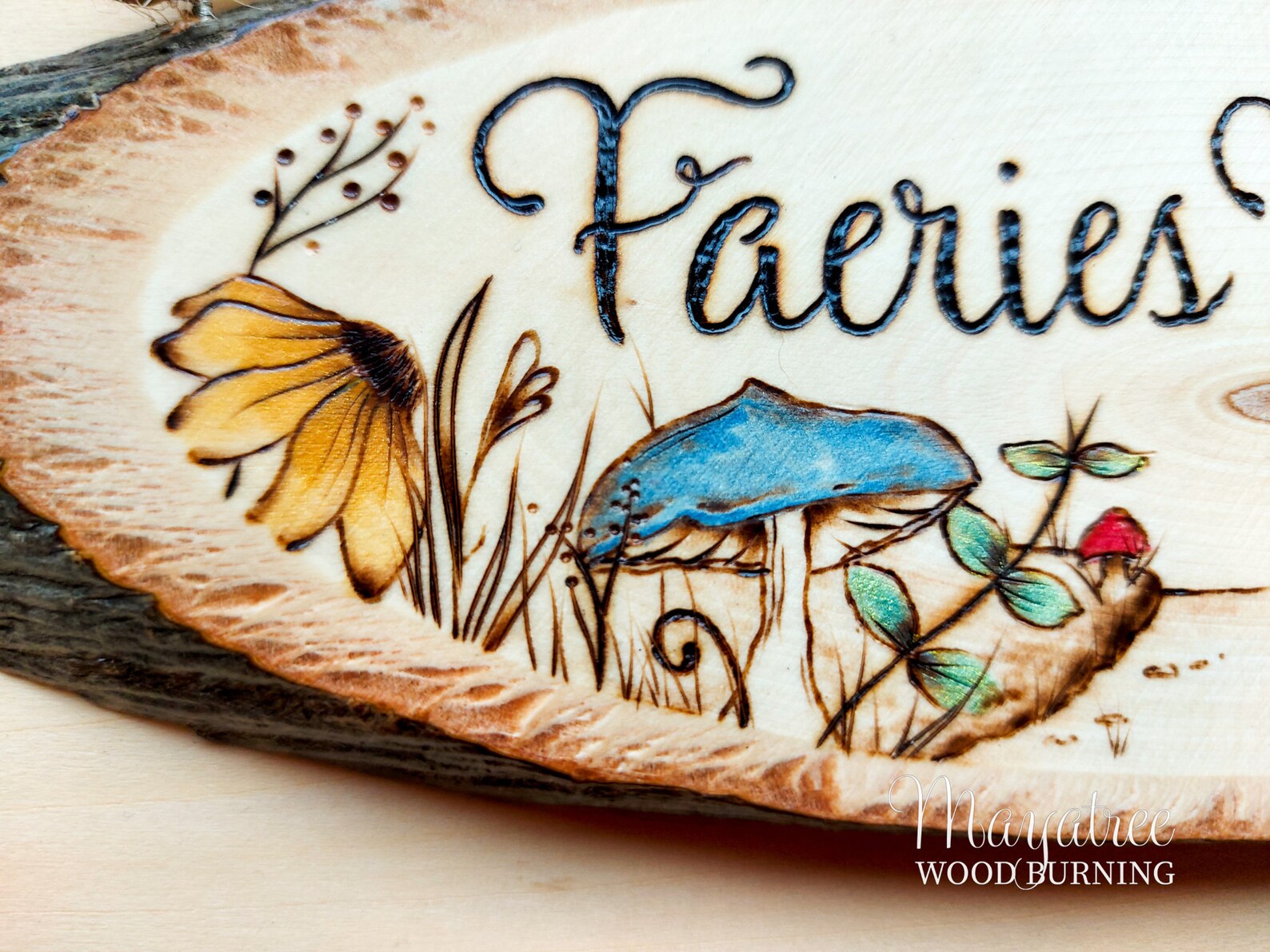 Faeries Welcome Wooden Sign, Fairy Garden Pyrography Decor, Faeries and ...
