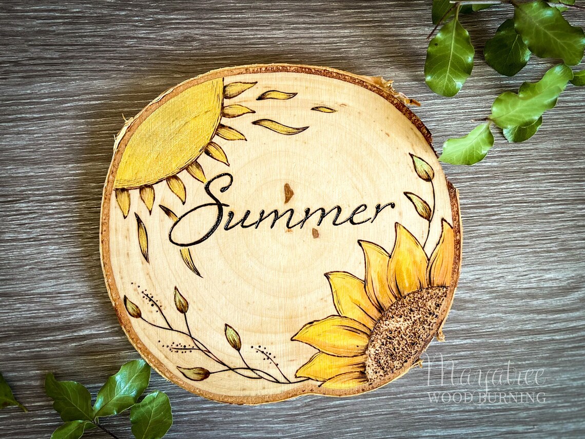 Summer Wooden Sign. Personalised Seasonal Home Decor. Sunflower and ...