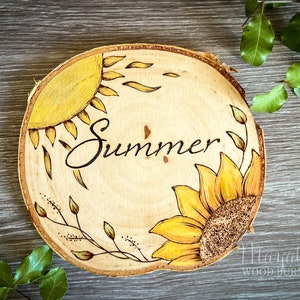 Summer Wooden Sign. Personalised Seasonal Home Decor. Sunflower and ...