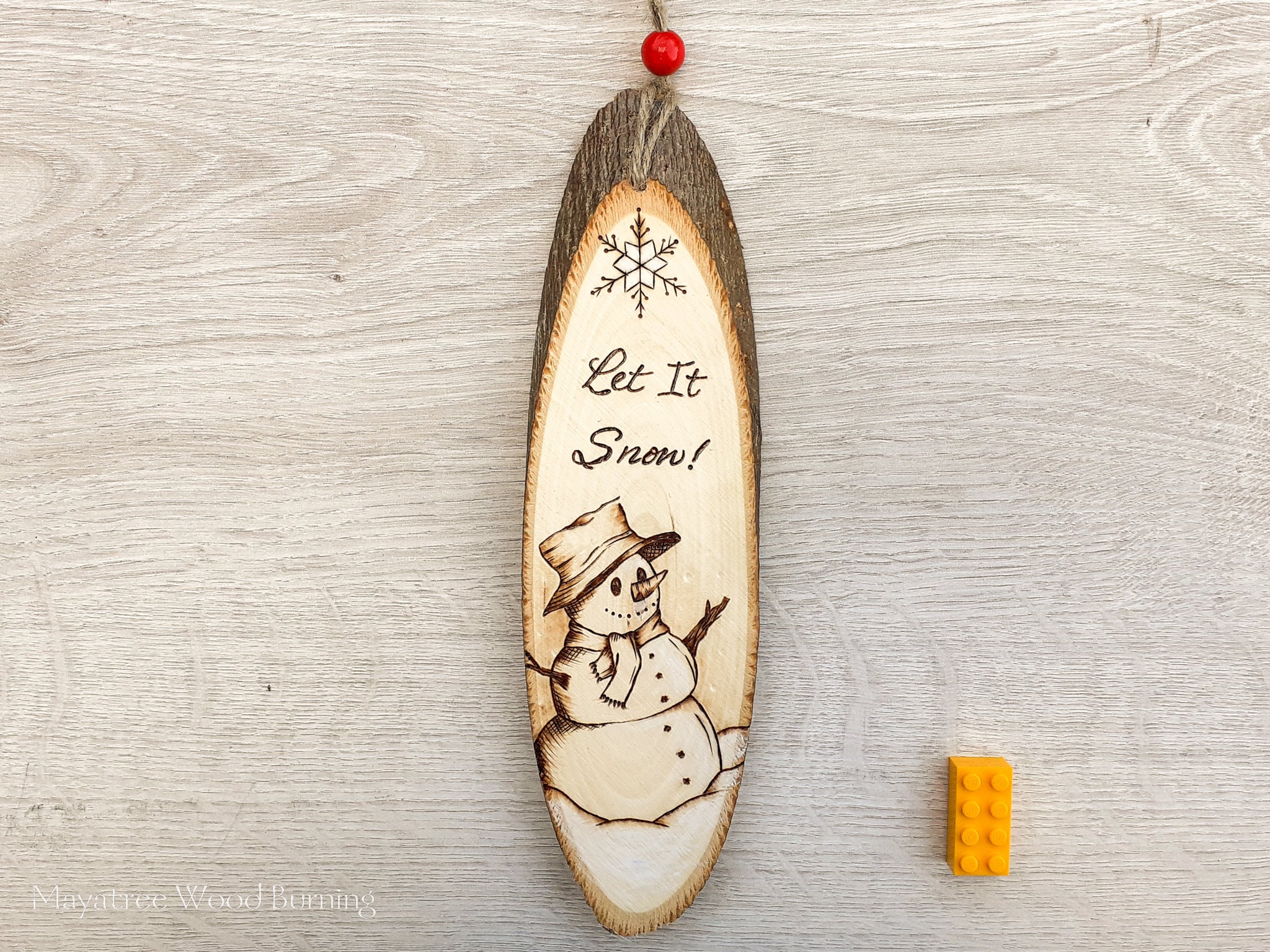 Pyrography Snowman Christmas Decoration Festive Wood Burned | Etsy