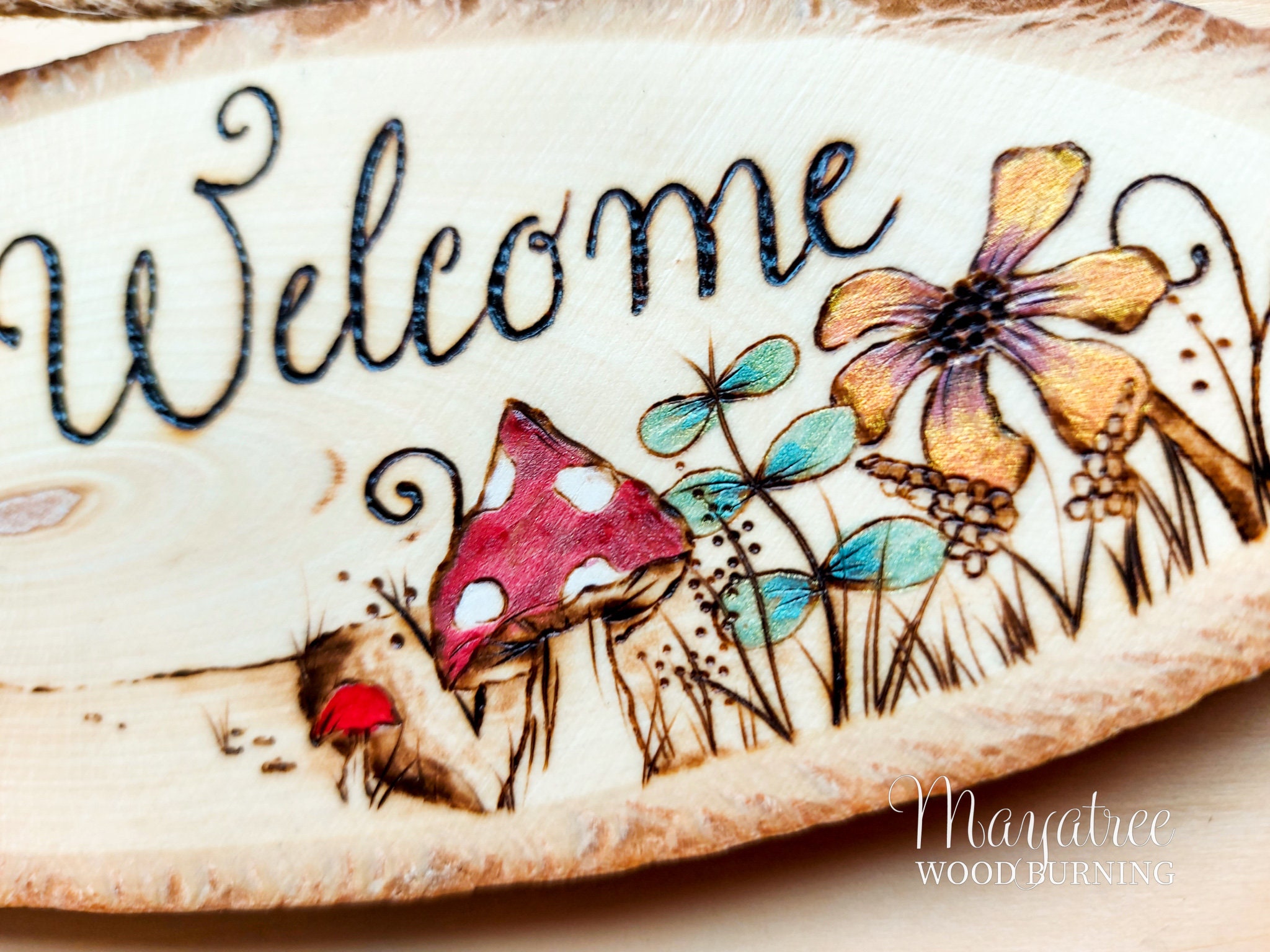 Faeries Welcome Wooden Sign, Fairy Garden Pyrography Decor, Faeries and ...