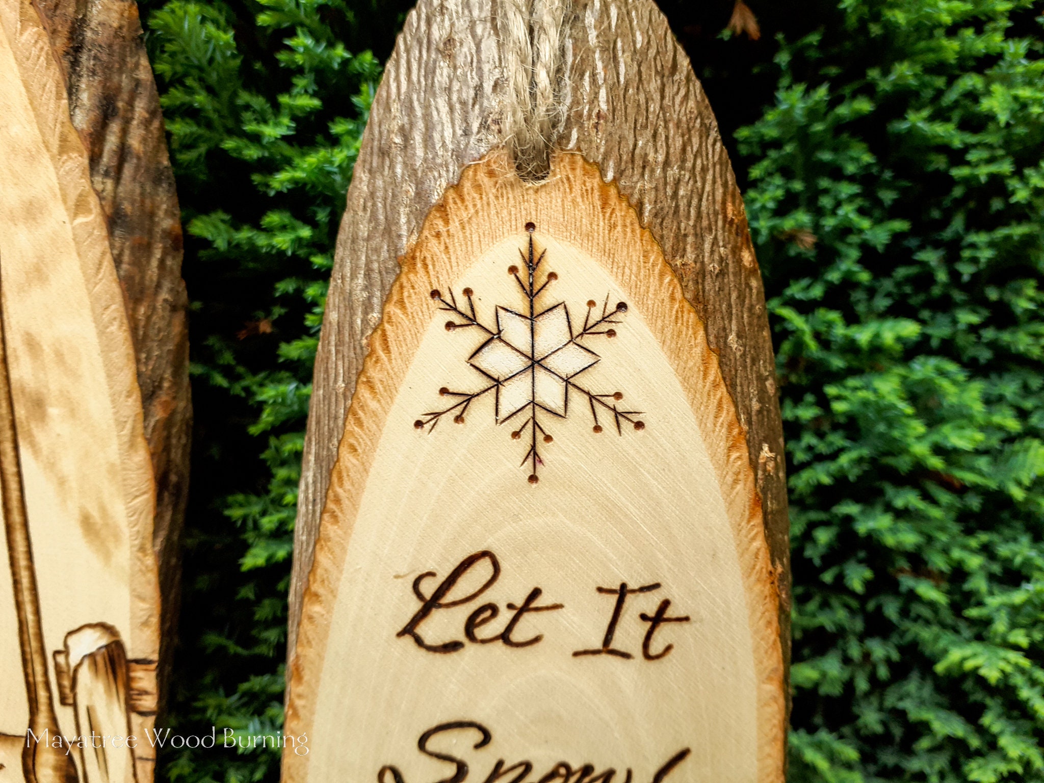 Pyrography Snowman Christmas Decoration Festive Wood Burned | Etsy