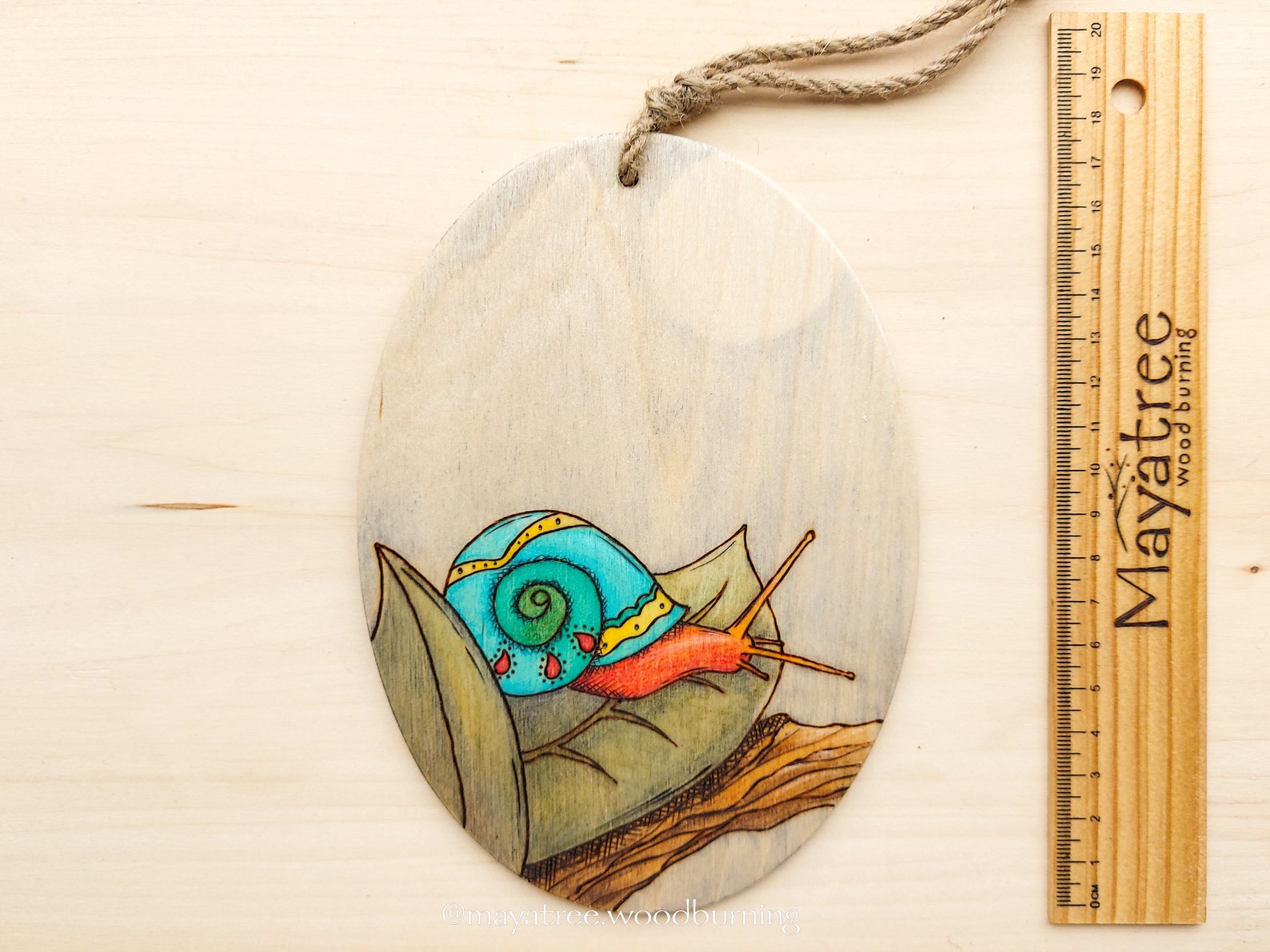 Pyrography Hippie Snail Wall Art Wooden Oval Wall Hanging | Etsy