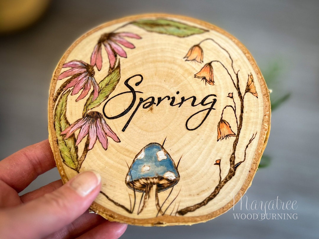 Spring Wooden Sign. Personalised Seasonal Home Decor. Wildflowers and ...