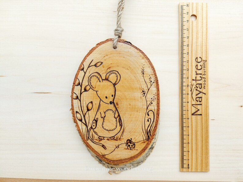 Original Mouse & Ladybird Pyrography Wall Art Rustic Home - Etsy