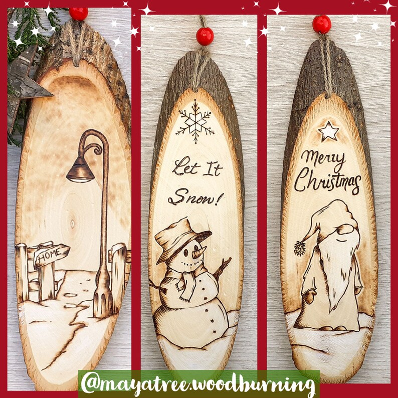 Pyrography Snowman Christmas Decoration Festive Wood Burned - Etsy