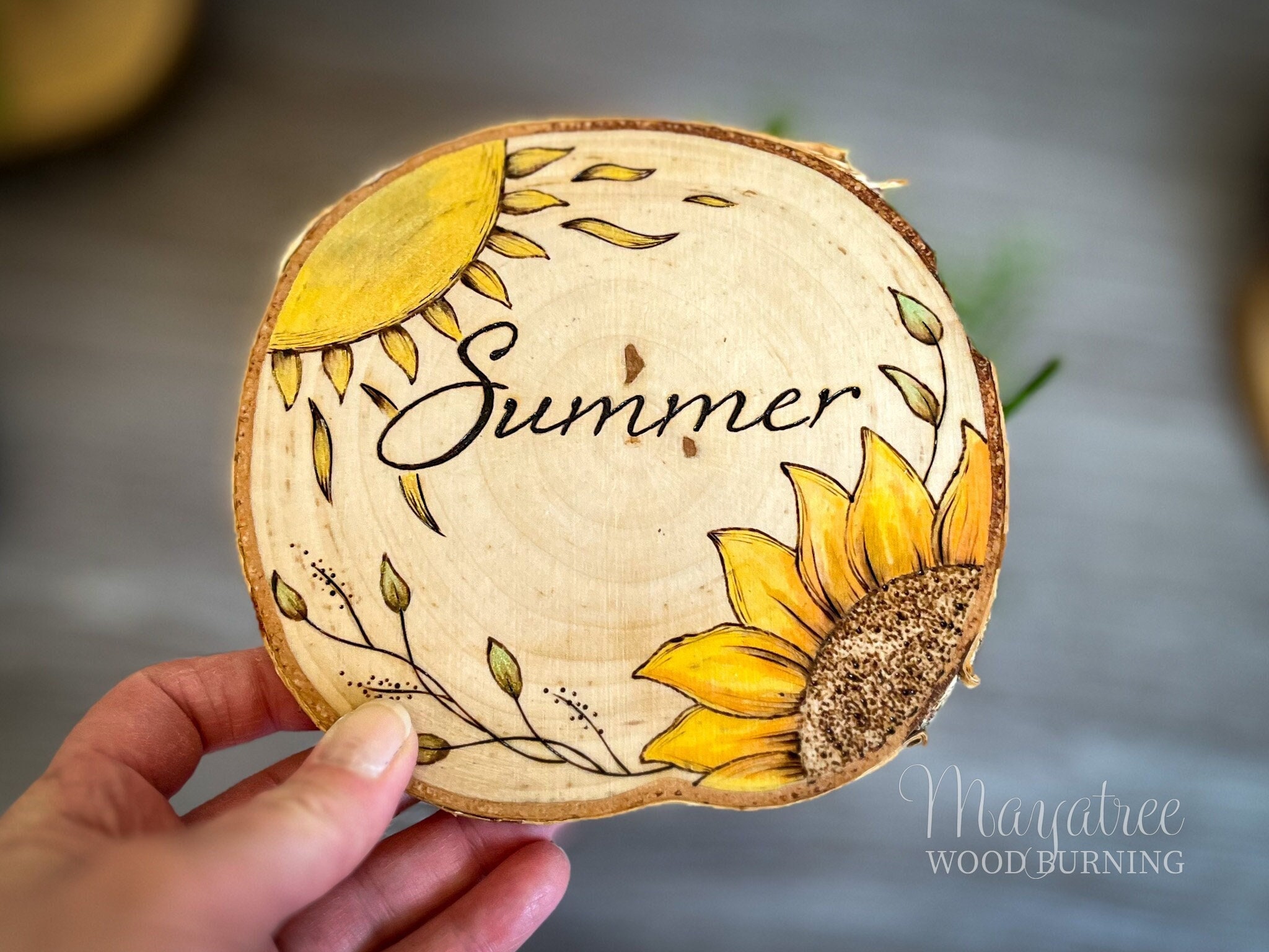 Summer Wooden Sign. Personalised Seasonal Home Decor. Sunflower and ...